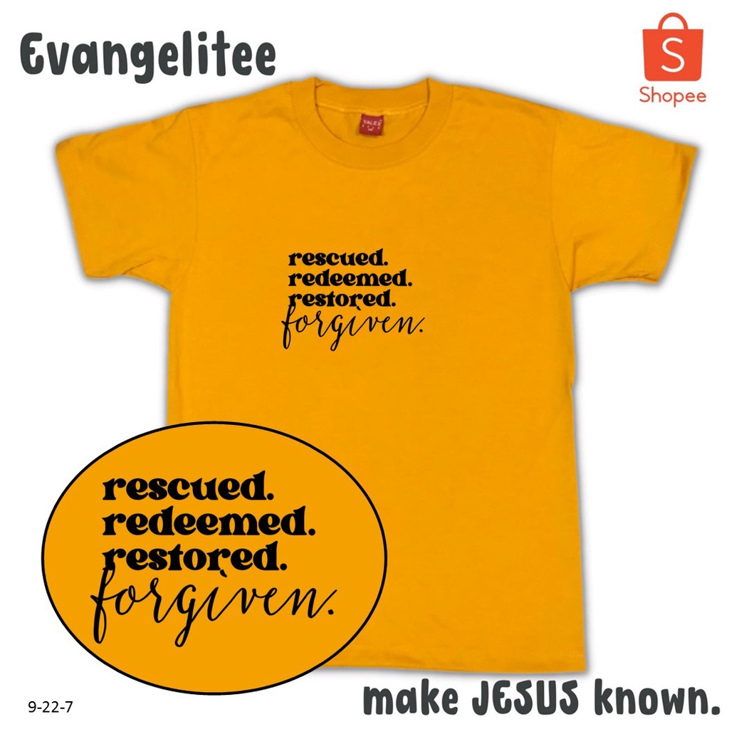CHRISTIAN STATEMENT TSHIRT ( RESCUED, REDEEMED, RESTORED, FORGIVEN ...