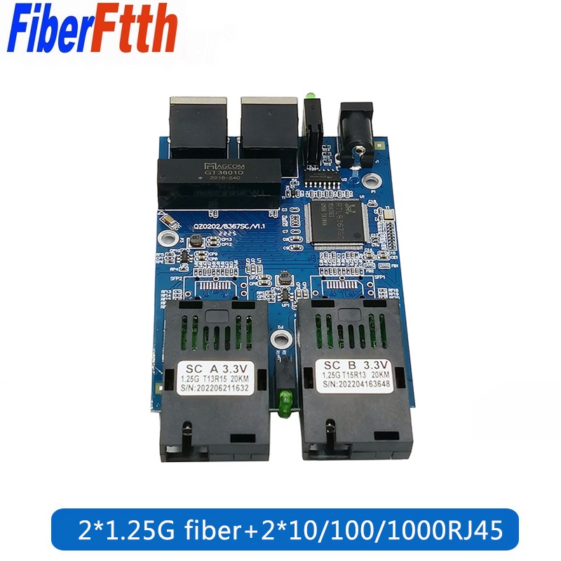 10/100/1000M switch 2 RJ45 UTP 2 SC Gigabit Fiber Optical Media ...