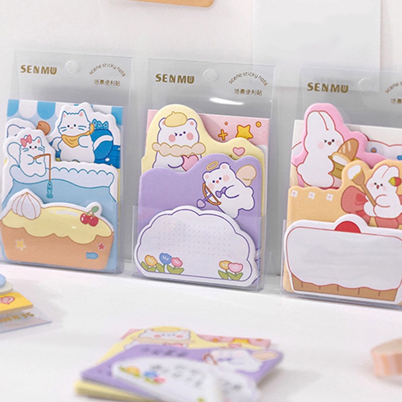 80 Sheets Cute Cartoon Story Series Sticky Notes Student Tearable Note ...