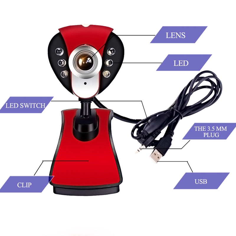 USB 2.0 Webcam 50 mega Pixel HD 6 LED PC Camera HD Web cam Desktop Web ...