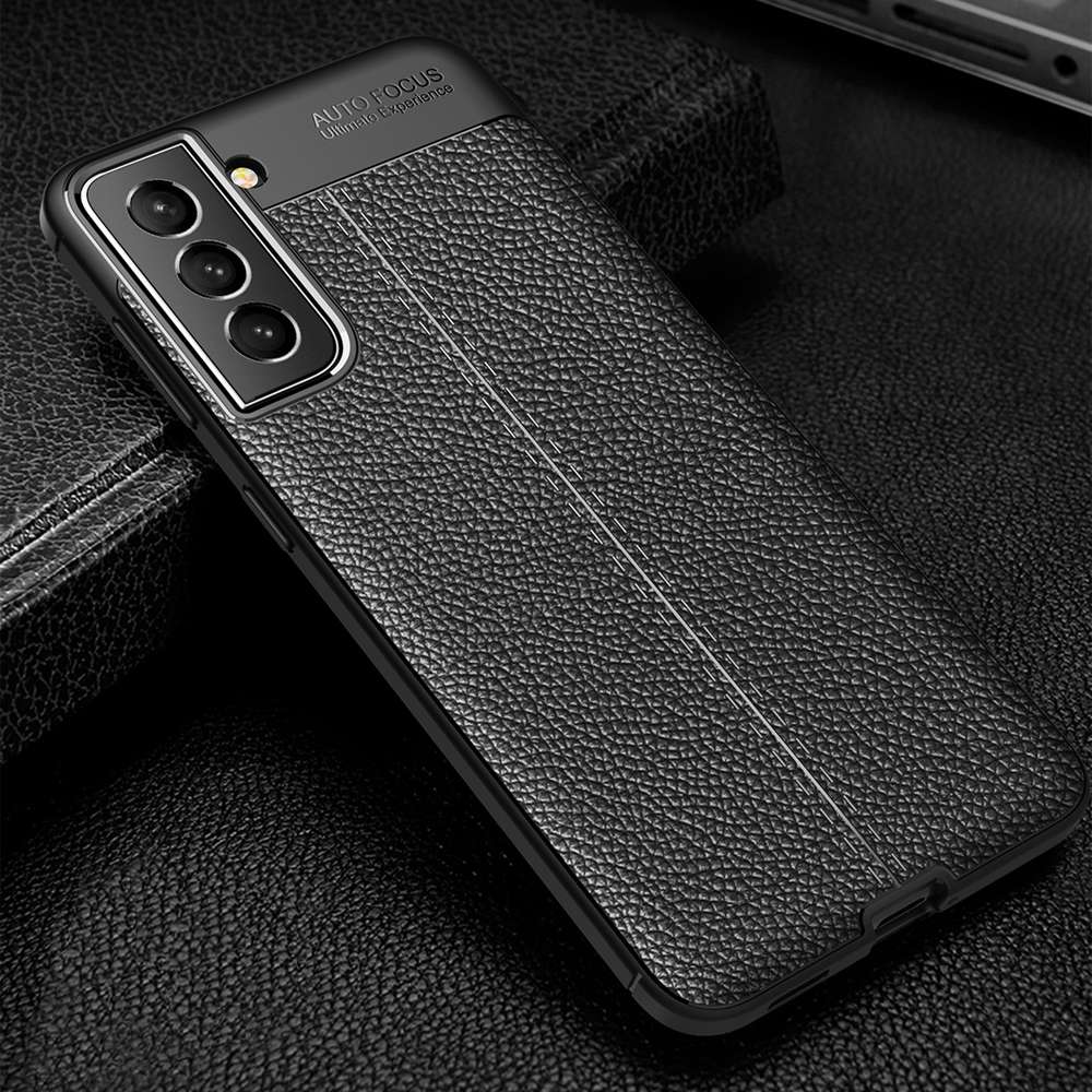 Samsung Galaxy S21 FE Casing Matte Soft TPU Case Litchi Texture Shockproof Silicone Back Cover ...