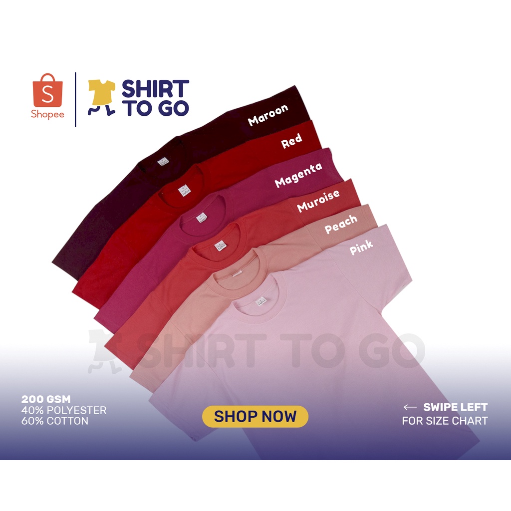 SOFTEX Roundneck Plain T Shirt for Men and Women SHADES OF RED | Shopee ...