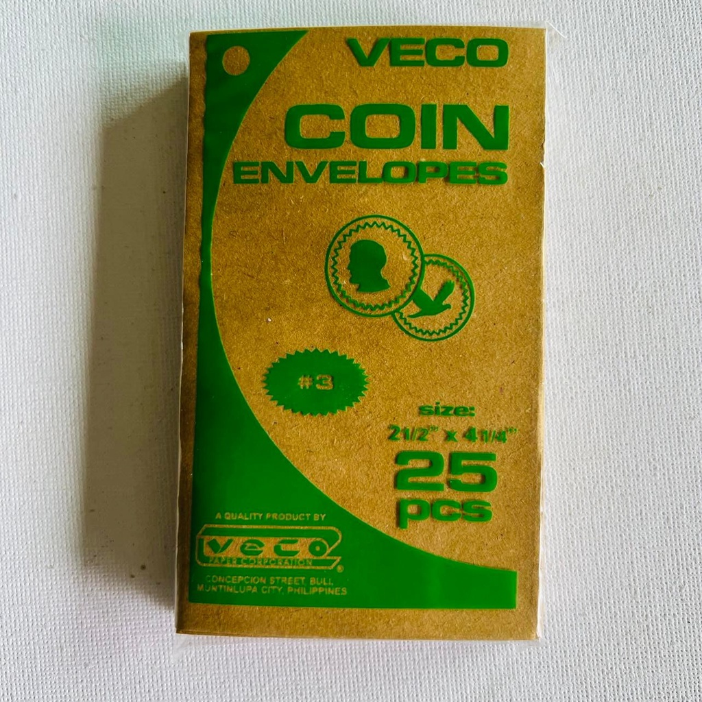 Veco Coin Envelops KRAFT 25pcs/pack (SOLD PER PACK) | Shopee Philippines