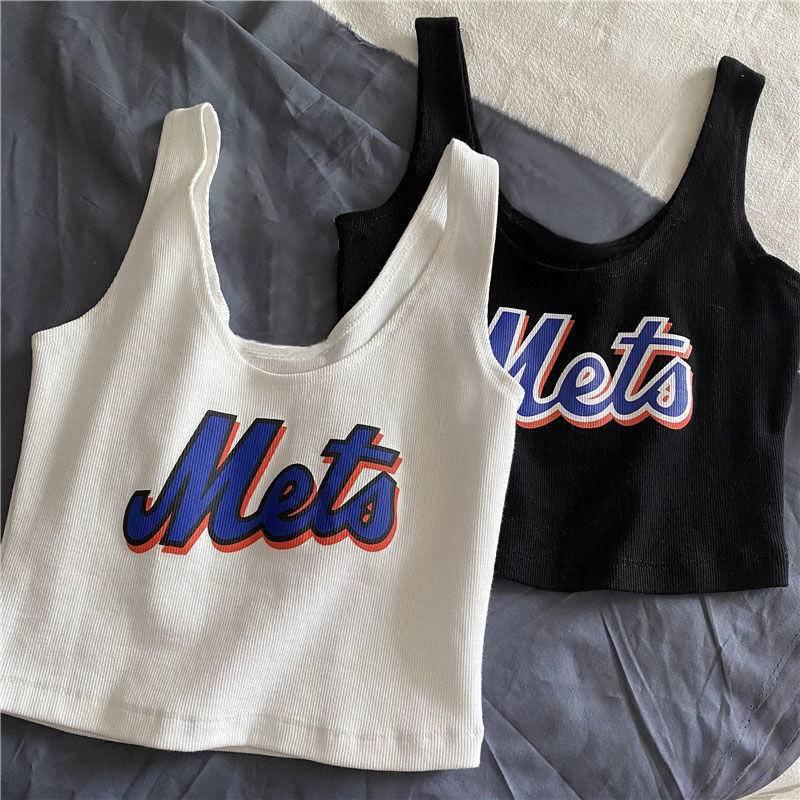 Pampasabog na letter printing slim short vest pambabae all-match sports ...
