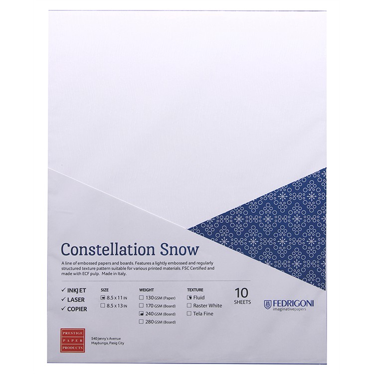 Constellation Snow Textured Specialty Paper Boards 240gsm 10sheets per ...