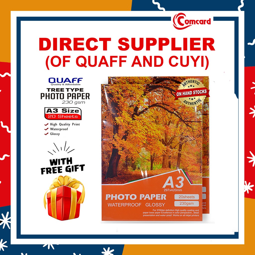 A3 Size Quaff Glossy Photo Paper 230gsm Paper (20sheets) | CPM | Shopee ...