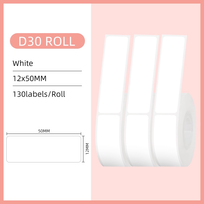 Phomemo White Adhesive Label Tape for D30 Thermal Label Maker 12 X 50mm ...