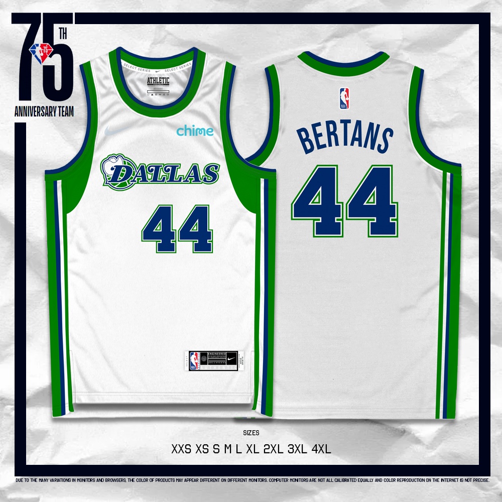 75th Edition NBA Mavericks Davis Bertans Basketball Jersey 2022 Full ...