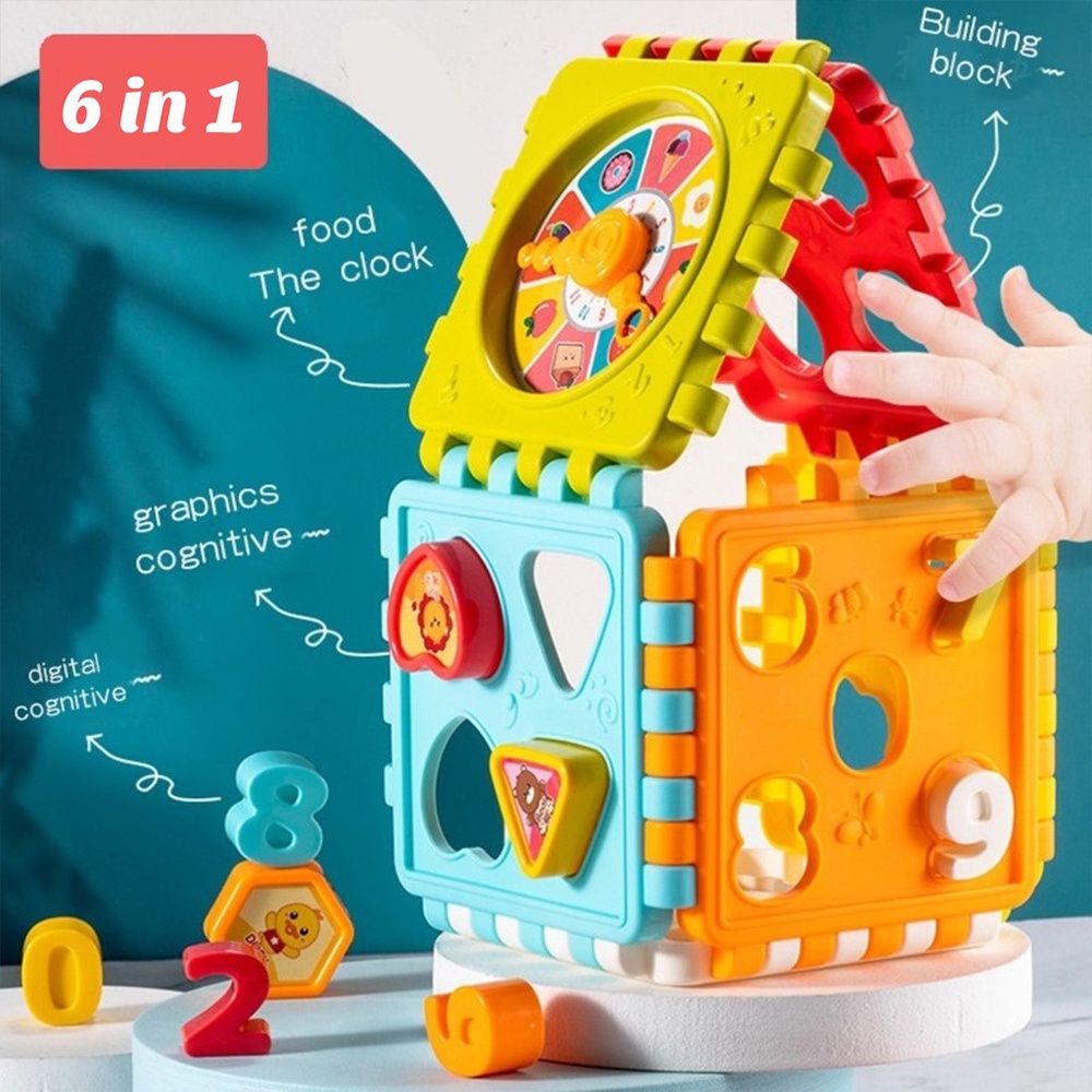 6in1 Building Blocks Activity Cube Educational Toy (Shape and Number ...