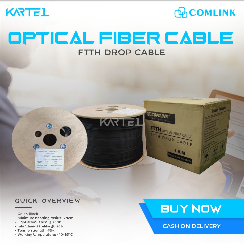 COMLINK FIBER OPTIC Cable 1KM | FTTH 1km Drop Cable | Shopee Philippines