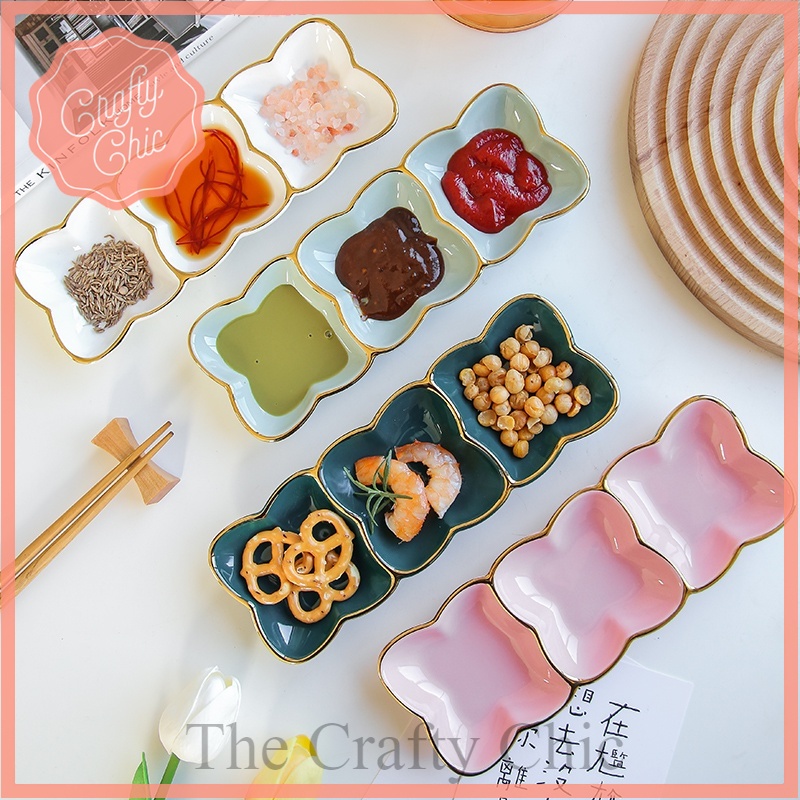 Nordic Phnom Penh Ceramic Two/Three-grid Saucer Dish Seasoning Dish ...