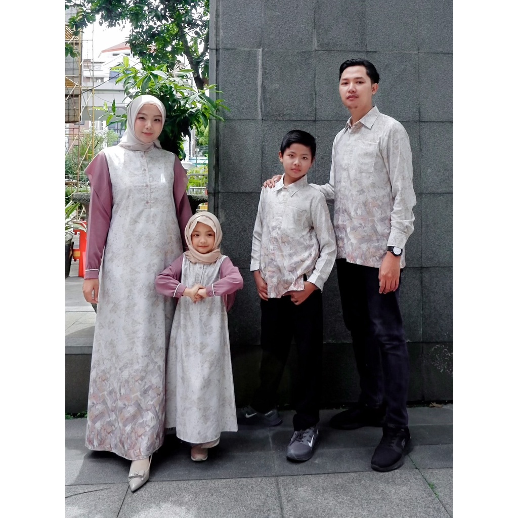 Atheera - Keluarga Material Premium Couple Family Set Gamis Koko - Set Dusty Pink | Shopee ...