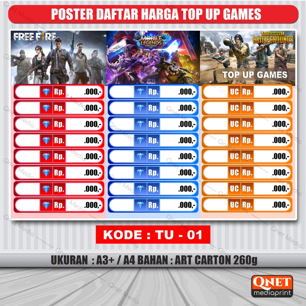 Poster Counter Game Quota Price List (CUSTOM) | Shopee Philippines