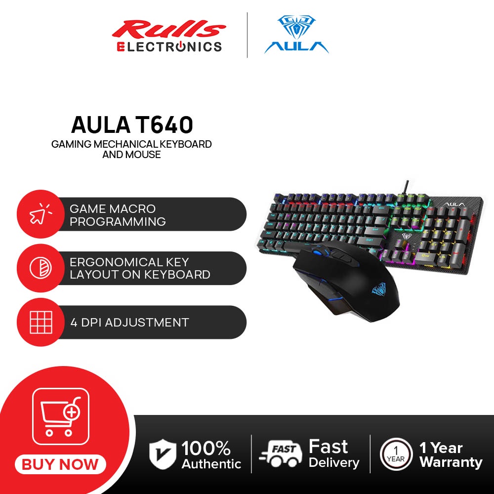 AULA T640 Gaming Mechanical Keyboard Mouse Combo Set | Shopee Philippines