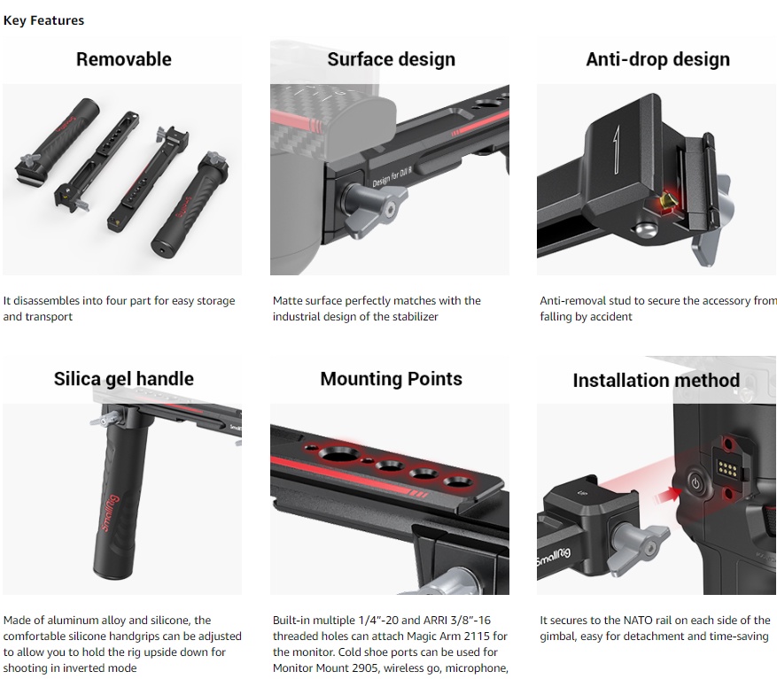 SmallRig Dual Handle Handgrip for DJI RS 4, RS 4 Pro, RS 3 , RS 3 Pro ...