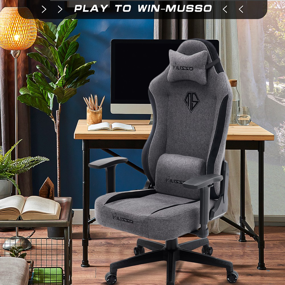 MUSSO Aeolus Series 199A XL Fabric Gaming Chair with Wide Seat High ...