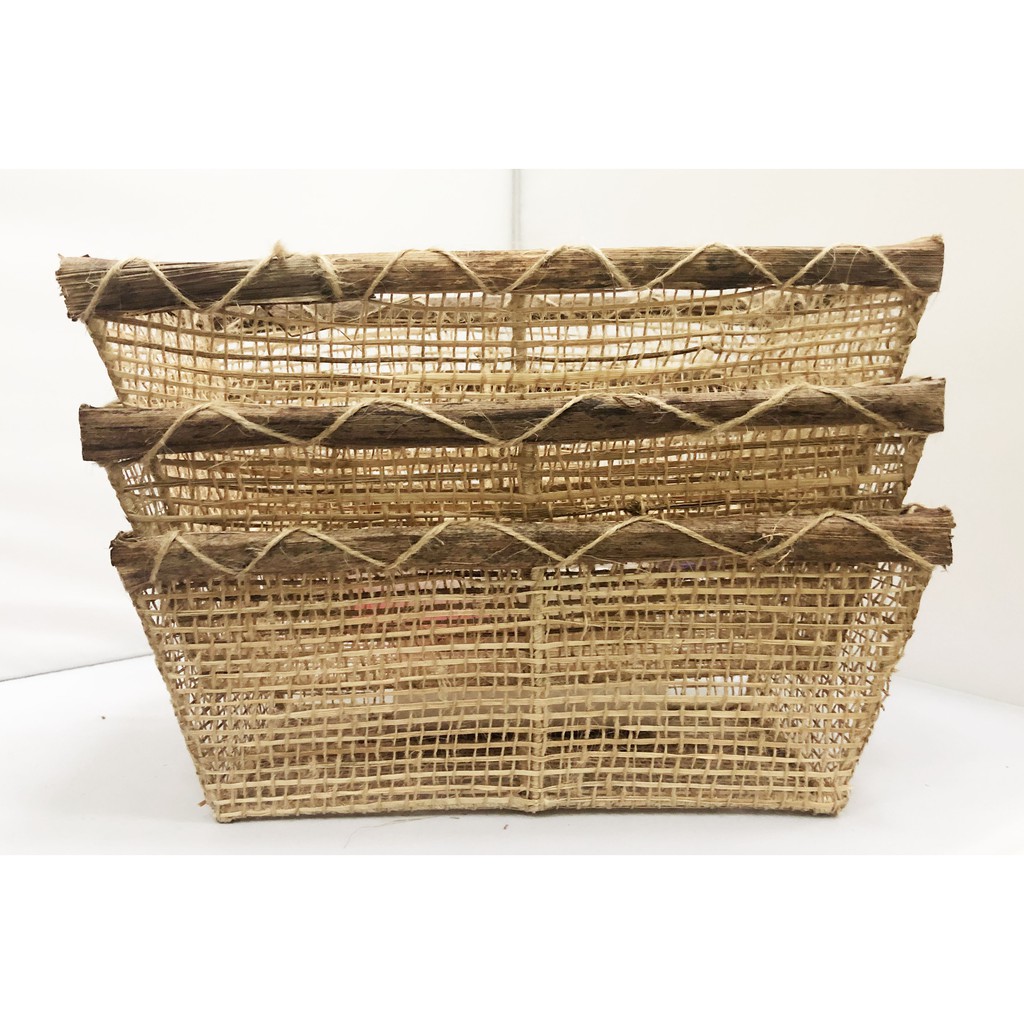 Tapered Rectangular Abaca Basket (3pcs) | Shopee Philippines