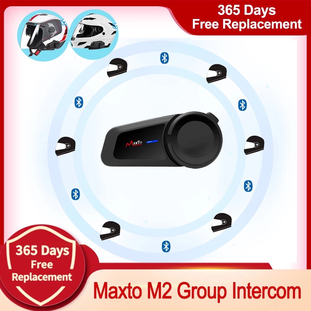 Maxto M2 Motorcycle Helmet Intercom Group Talking 6 Riders Bluetooth 5.0 Motorcycle Interphone ...
