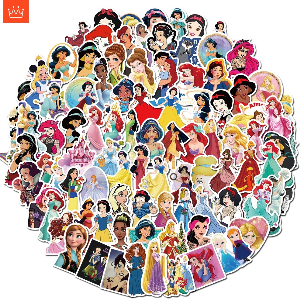 J· Beautiful Princess Stickers Cartoon Waterproof Graffiti Decals ...