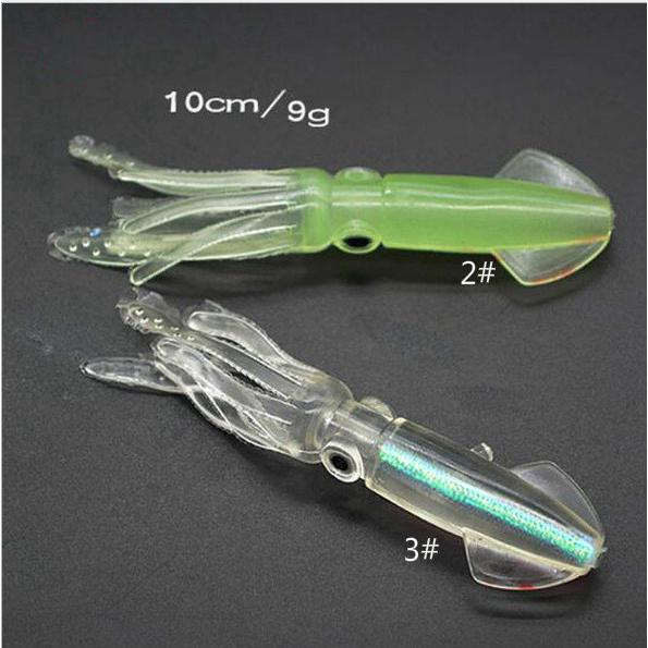 10pcs/lot Soft Bait Octopus Squid Skirt Luminous Glow Shad In Dark 10cm/9g Sea Fishing Lure 3D ...