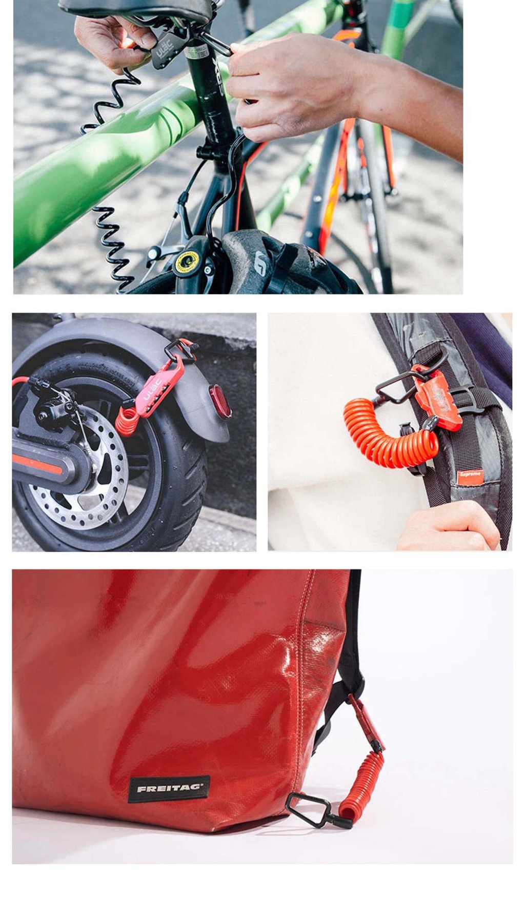 Cycling Combo Lock 3 Digits Combination Resettable Spiral Cable ...