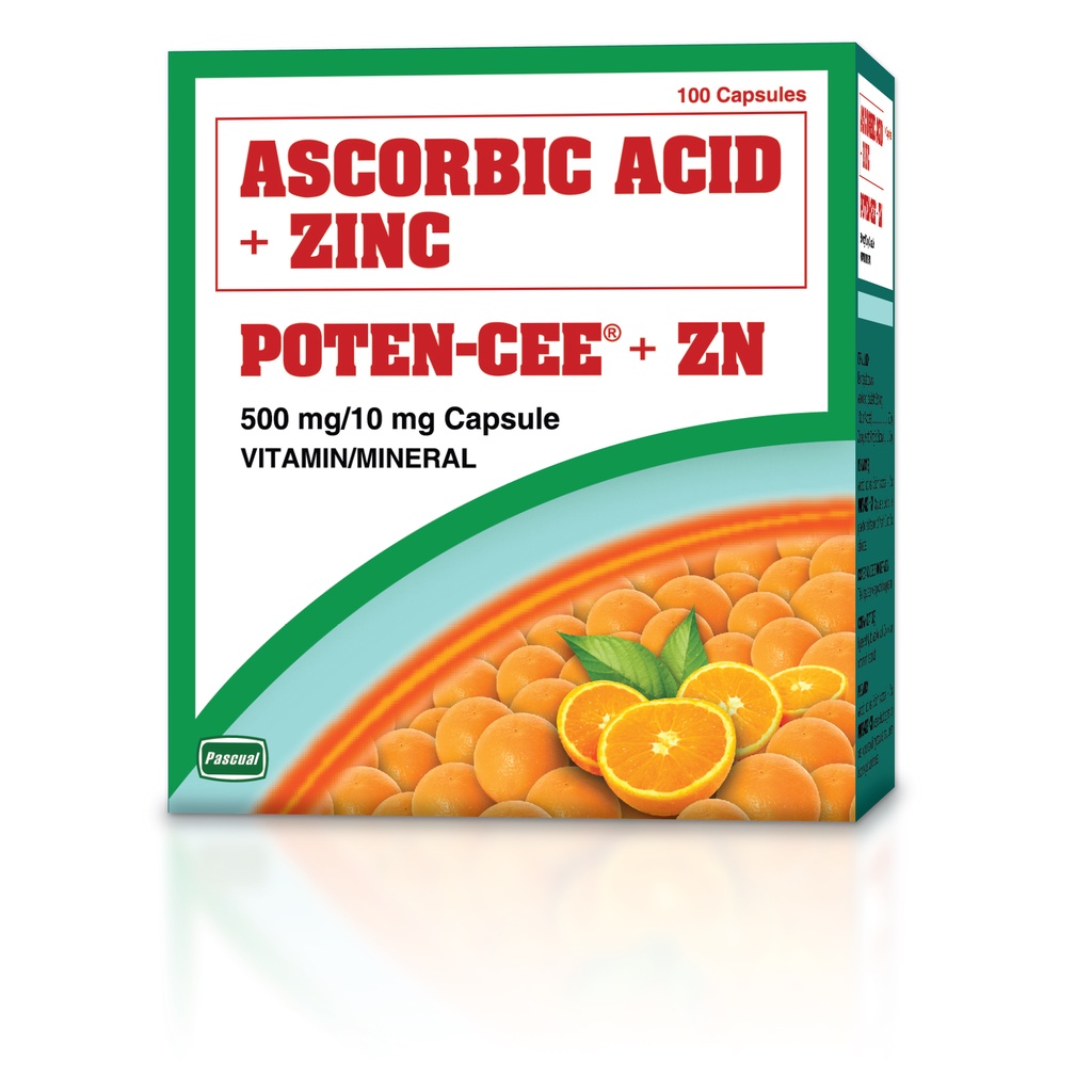 POTEN-CEE+ZN Ascorbic Acid+Zinc 500mg/10mg Capsule (10 pcs/pack ...