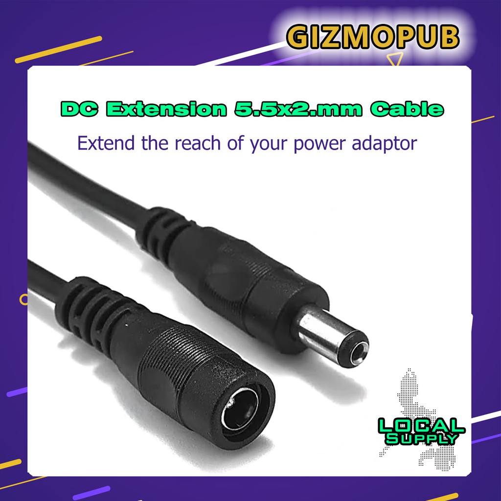 DC Power Extension Cable Female Male Plug Socket 5.5mmx2.1mm | Shopee ...