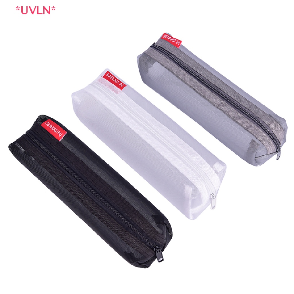 UVLN> Transparent Student Pen Pencil Case Zip-Mesh Portable Pouch ...