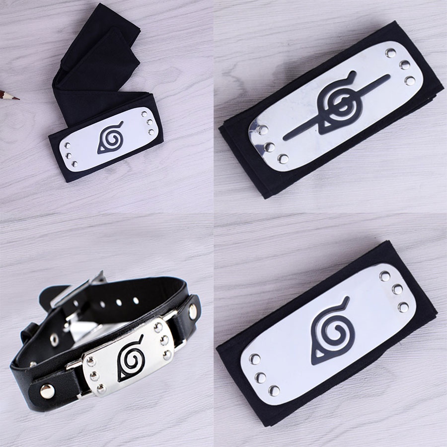 1 Pair Anime Naruto Rebel Konoha Logo Naruto Guard Forehead Bandage ...