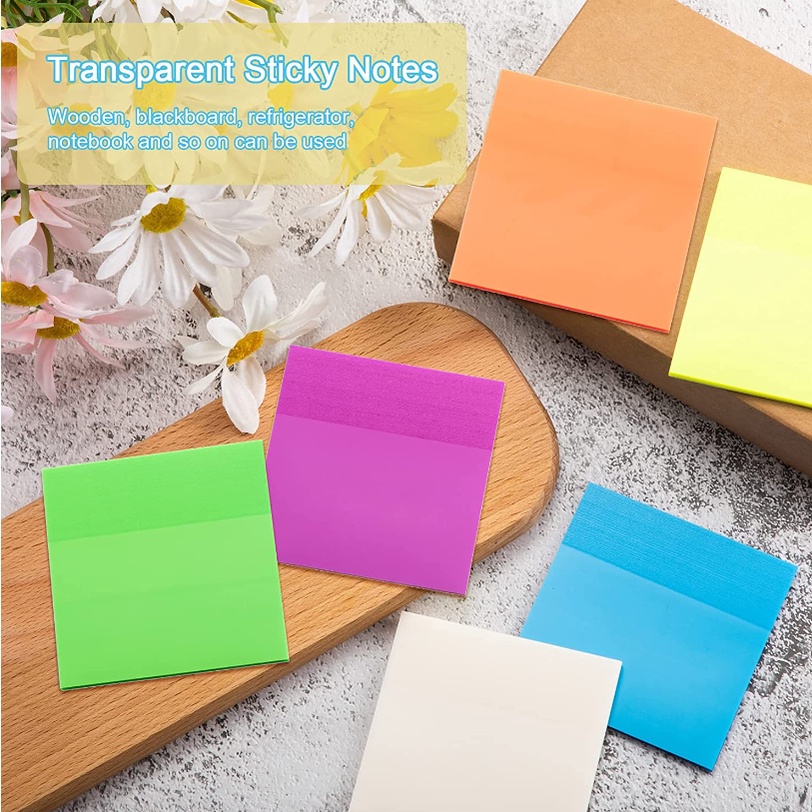 50Sheets Transparent Memo Pads Waterproof Self Adhesive Sticky Notes ...