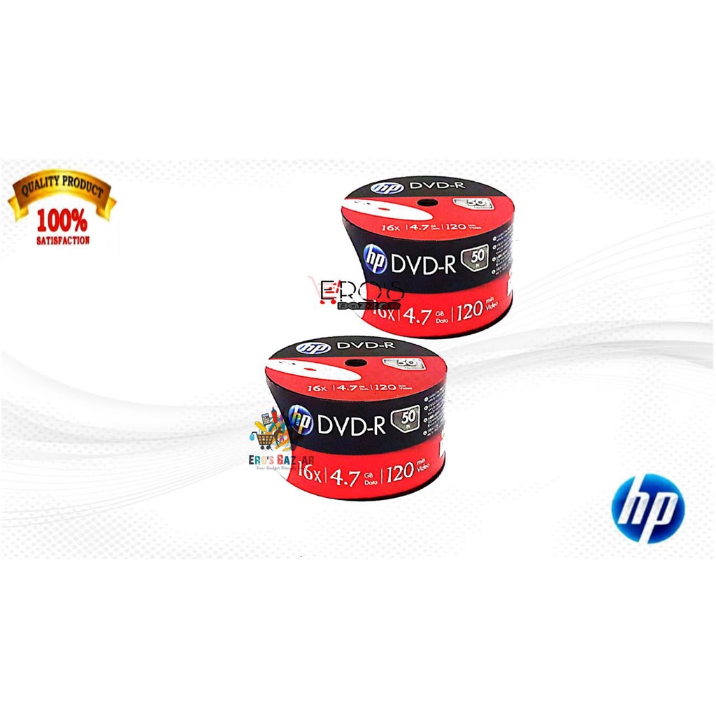 Hp DVD-R 4.7 GB Blank DVD CD 50 Pieces Pack of 2 (Ordinary) | Shopee ...