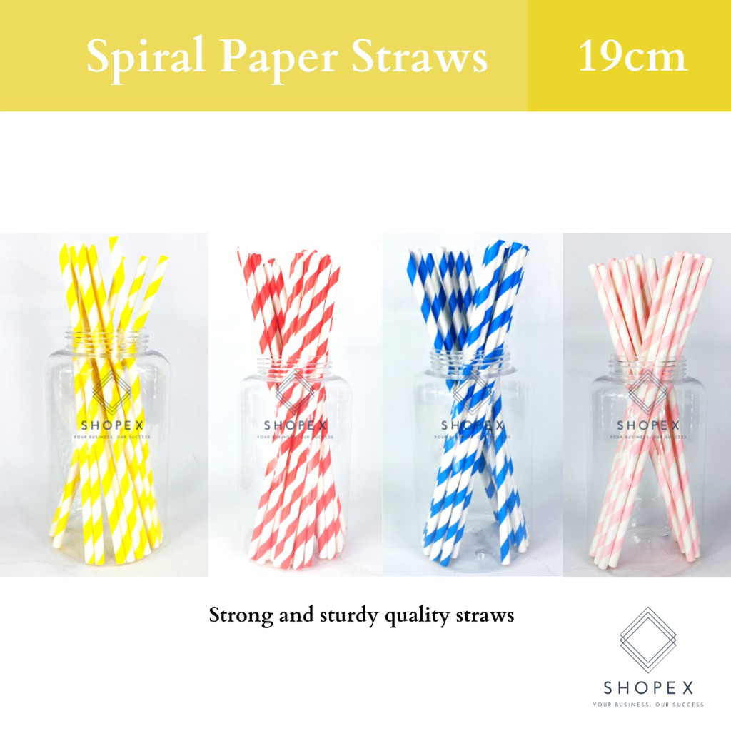 Spiral Paper Straw (100 pcs / pack) Paper Straw / Biodegradable straw ...