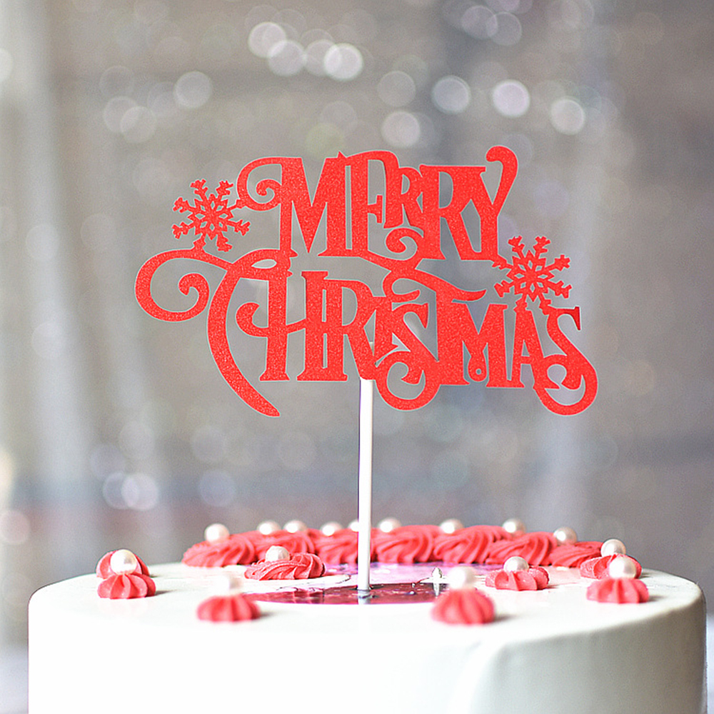 Merry Christmas Cake Topper Cupcake Toppers Flags Diy Cake Decoration