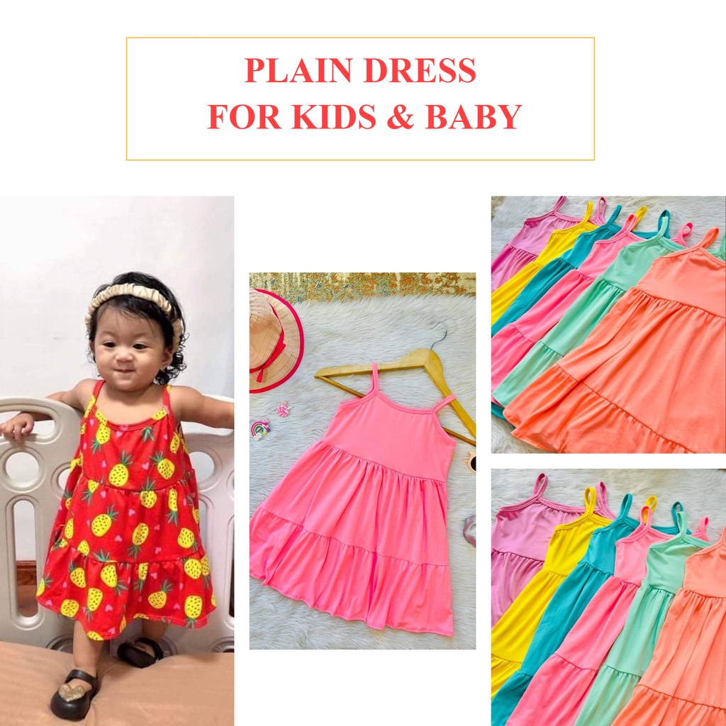 KIDS & BABY Plain Layered Dress for Girls Multicolor Pink Light Blue ...