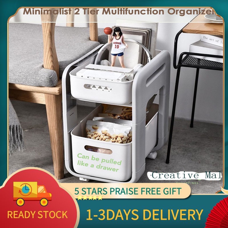 {Local delivery} 2 tier Nordic trolley minimalist storage box drawer ...