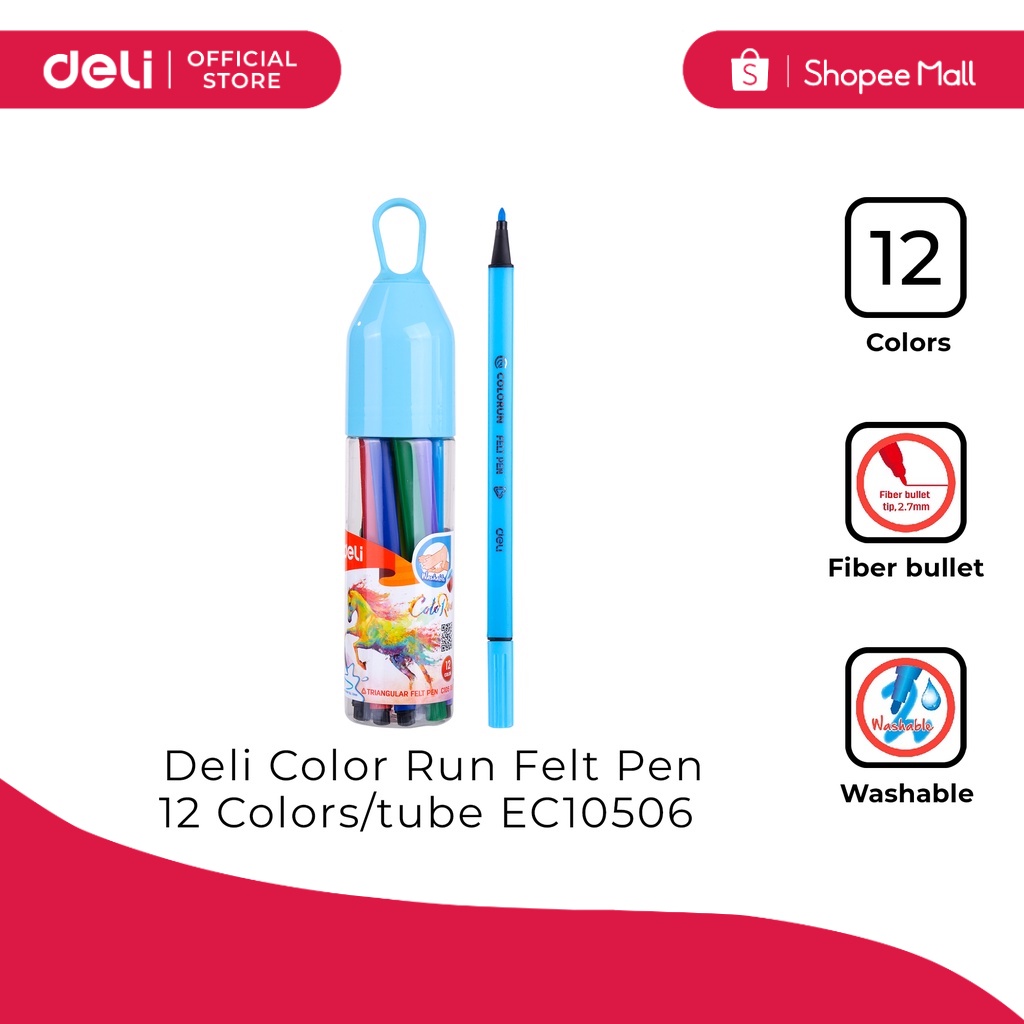 Deli EC10506 - Coloring Pen 12 Colors/tube | Shopee Philippines