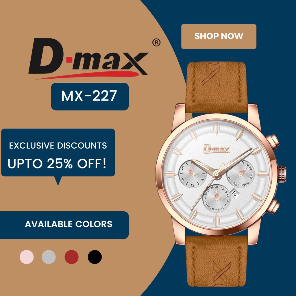 D-max Watch Model MX-227 Leather Strap Watch Multi-function Watch ...