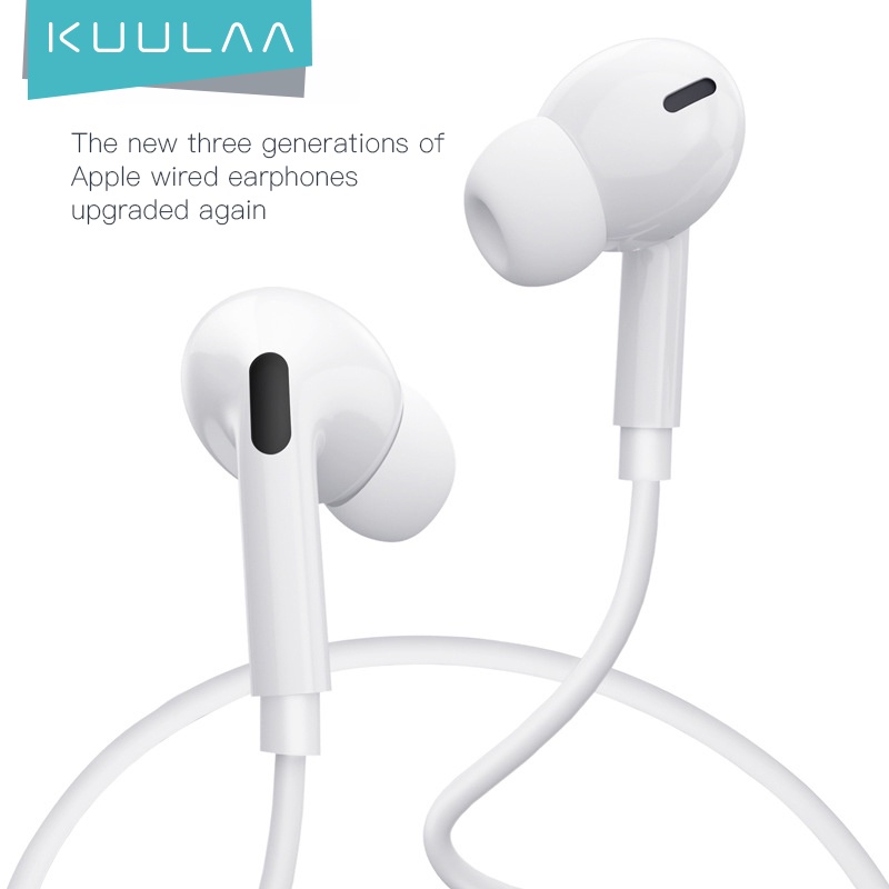 KUULAA New Third Generation Wired Headset In Ear Flat Wire Earplugs 3 ...