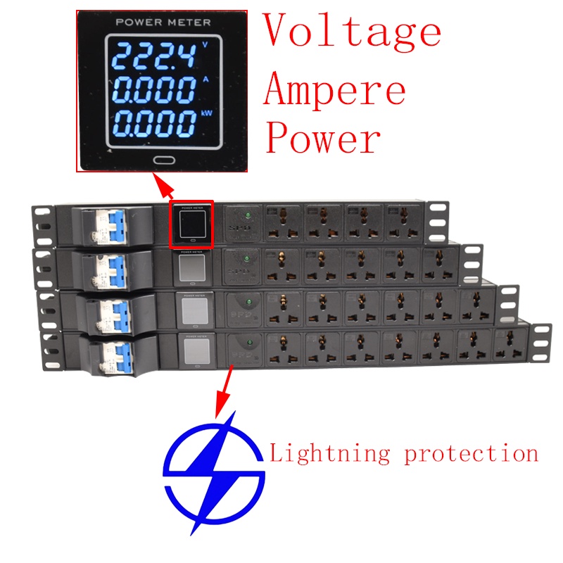PDU Power Strip Digital Voltage Wattmeter Power Meter 16A Air Circuit ...