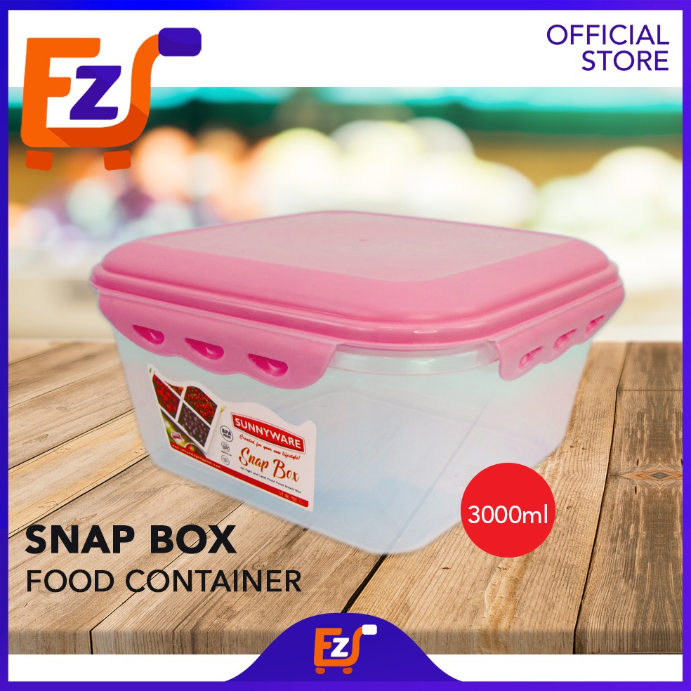 EZ DEAL Sunnyware 3000ml | Durable Plastic Stackable Snap Box Food ...