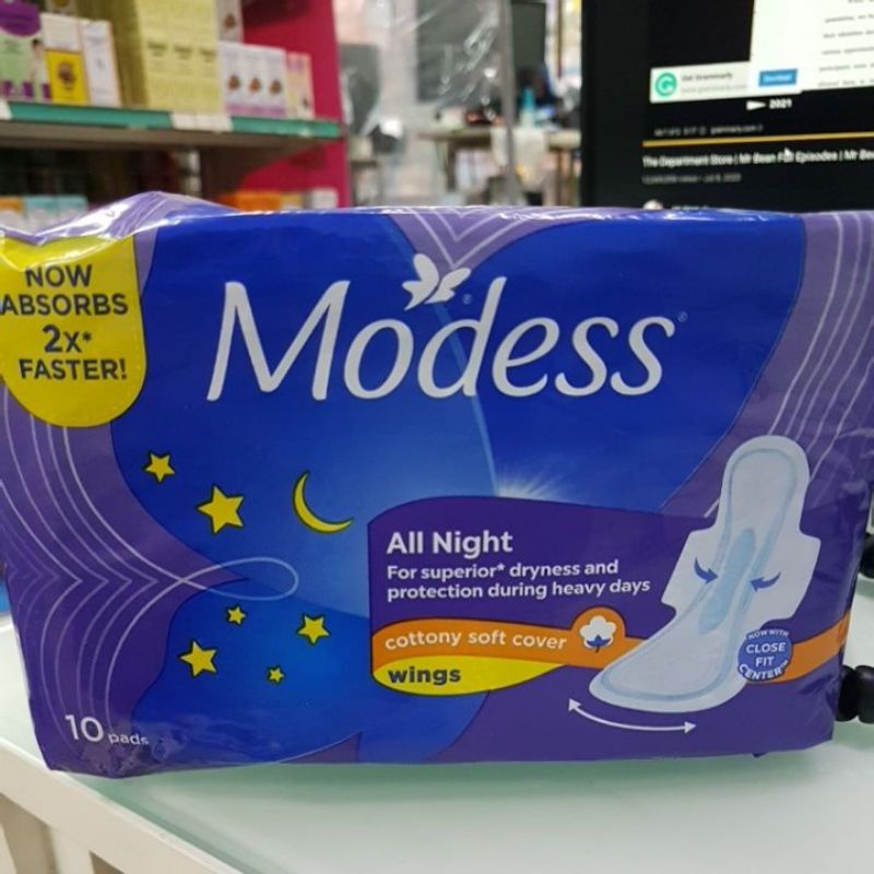 Modess Violet All Night Wings 10 pads | Shopee Philippines