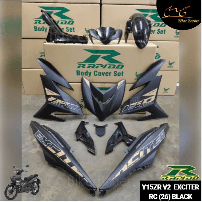 RAPIDO COVER SET Y15ZR V1/V2 EXCITER RC (26) BLACK (STICKER TANAM/AIRBRUSH) | Shopee Philippines