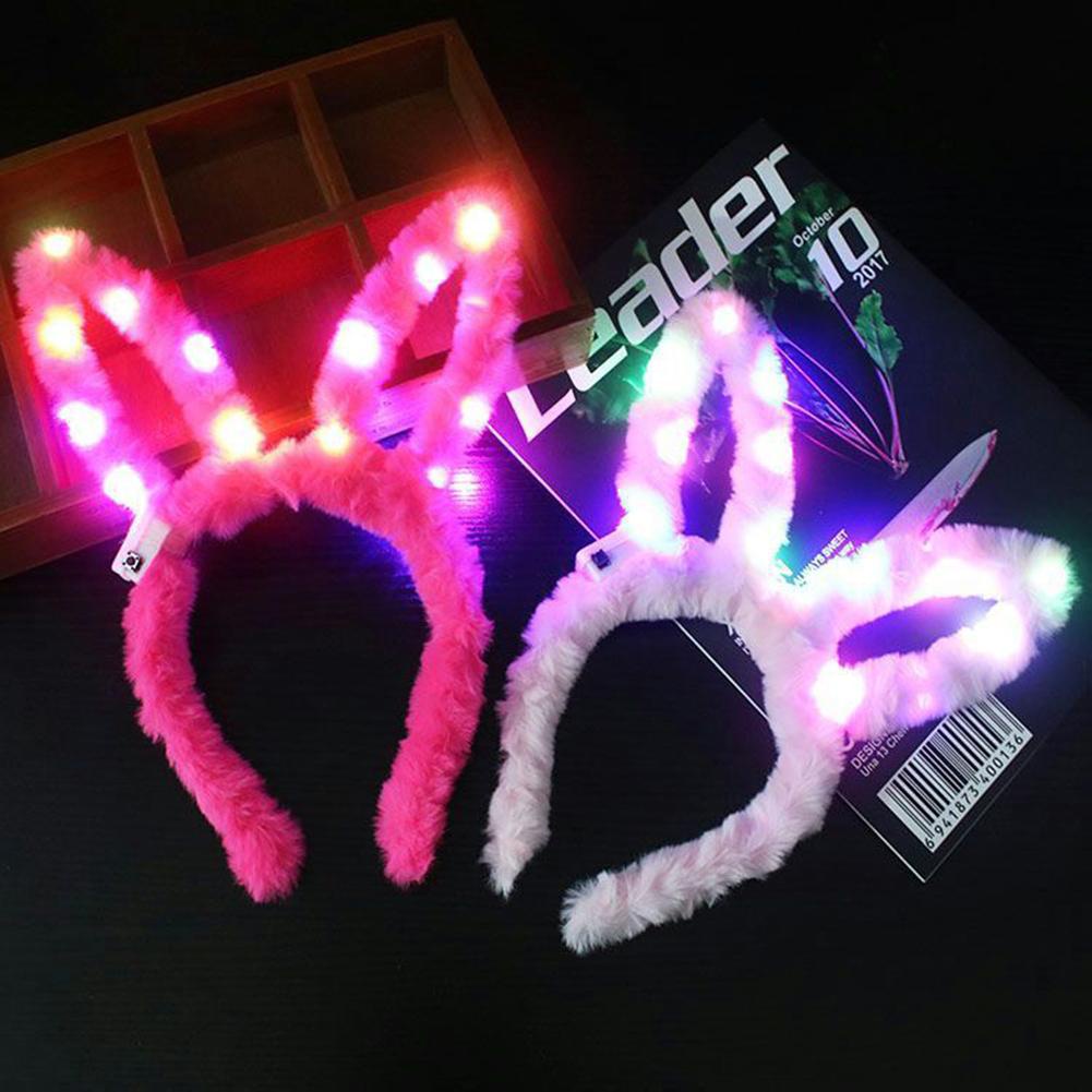 LED Glowing headband Lovely Rabbit Ears Women Plush LED Light up ...