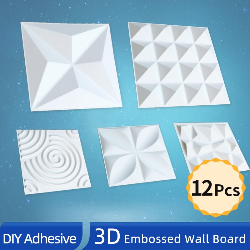 OK-B 12pcs/lot 3D Adhesive Wall Board 3D Wall Panels Decor Background ...