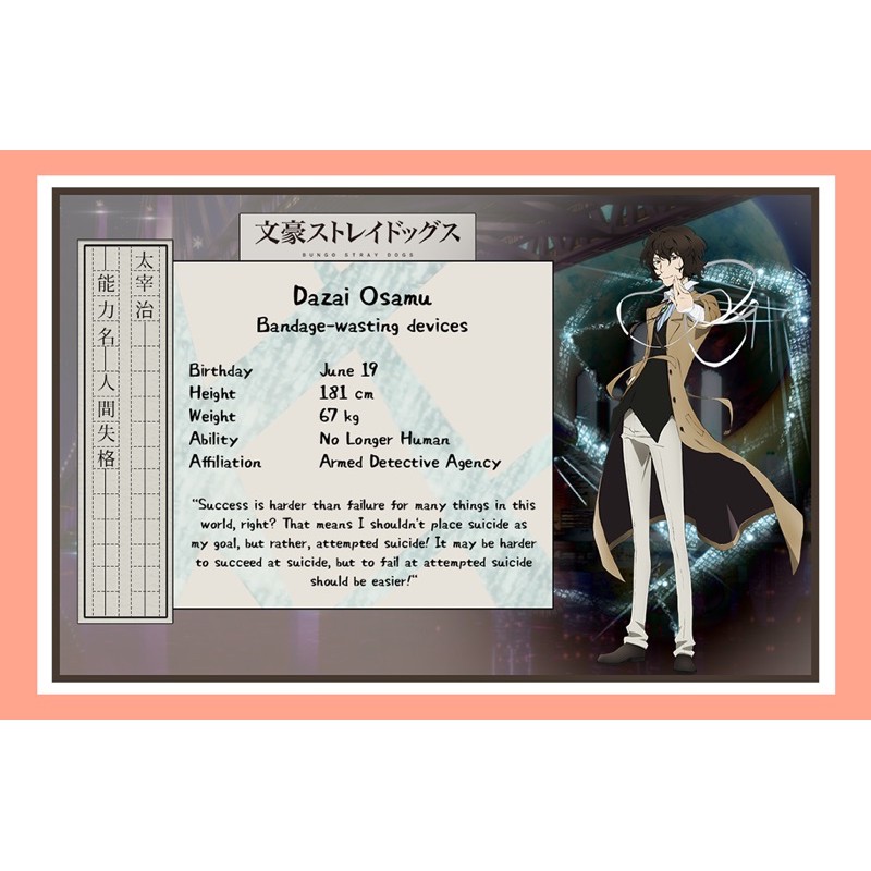 BSD Armed Detective Agency Waterproof glitter coated Photocards ...