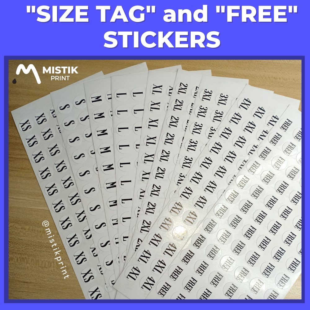 Size Tag Label Sticker XS S M L XL XXL XXXL XXXL XXXXL FREE for RTW ...