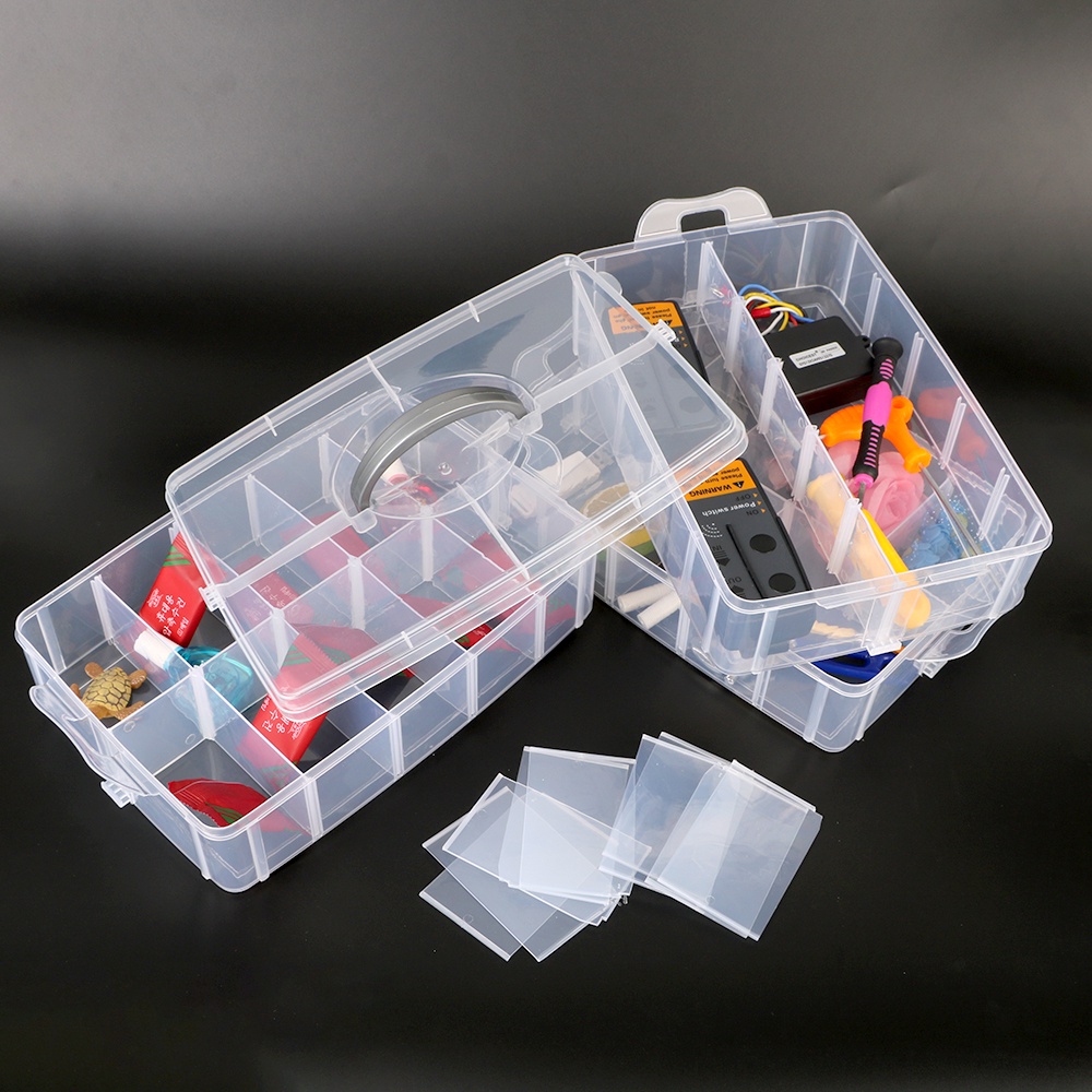 Clear Storage Box 3 Layers Detachable 30 Compartments Transparent ...