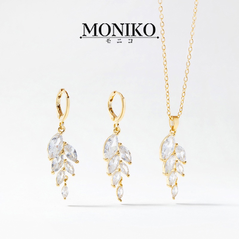 MONIKO Original Design 18k Gold Plated Shiny Zircons Wheat Jewelry Set ...