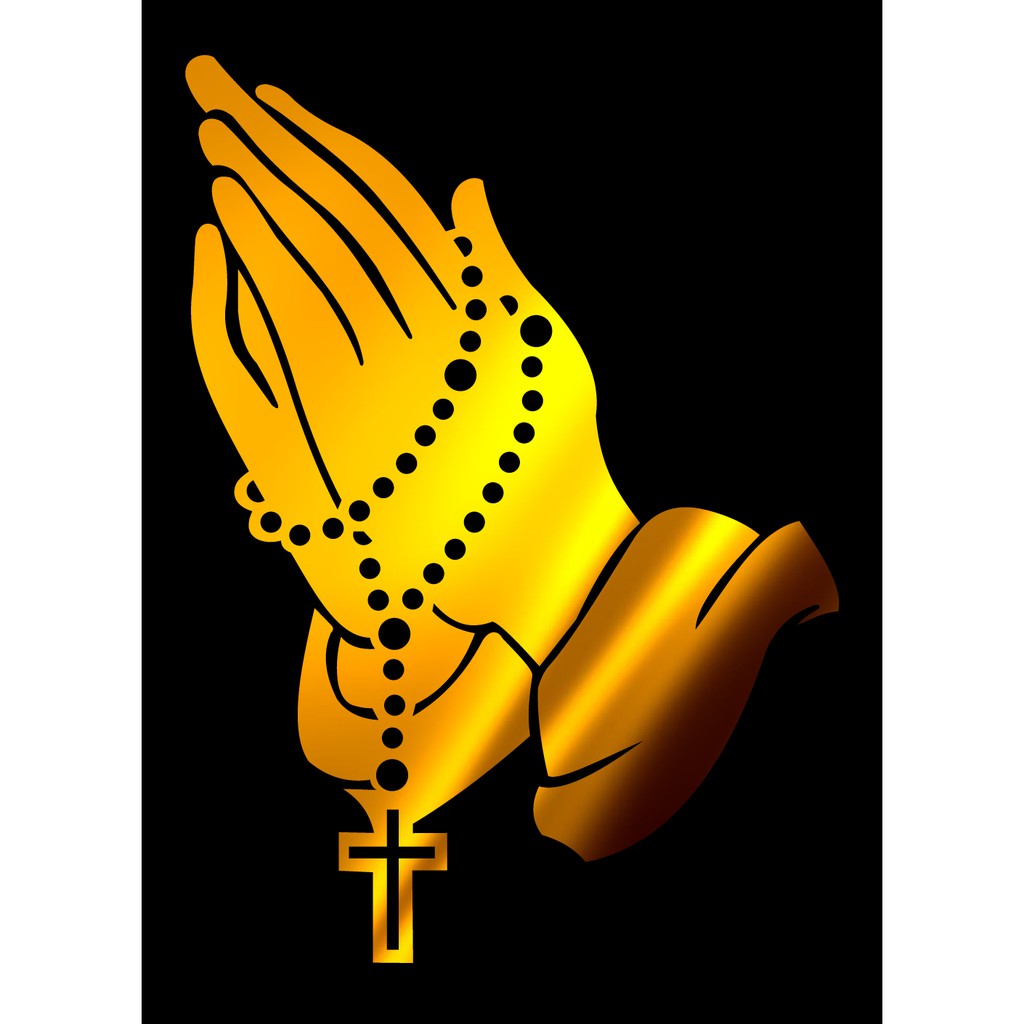 Praying Hands With Rosary Sticker Decals 3.6 x 5" inches | Shopee ...