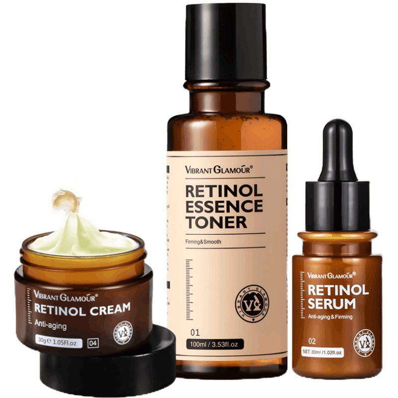 VIBRANT GLAMOUR Retinol Set Face Cream+Facial Serum Toner VA Anti Aging ...